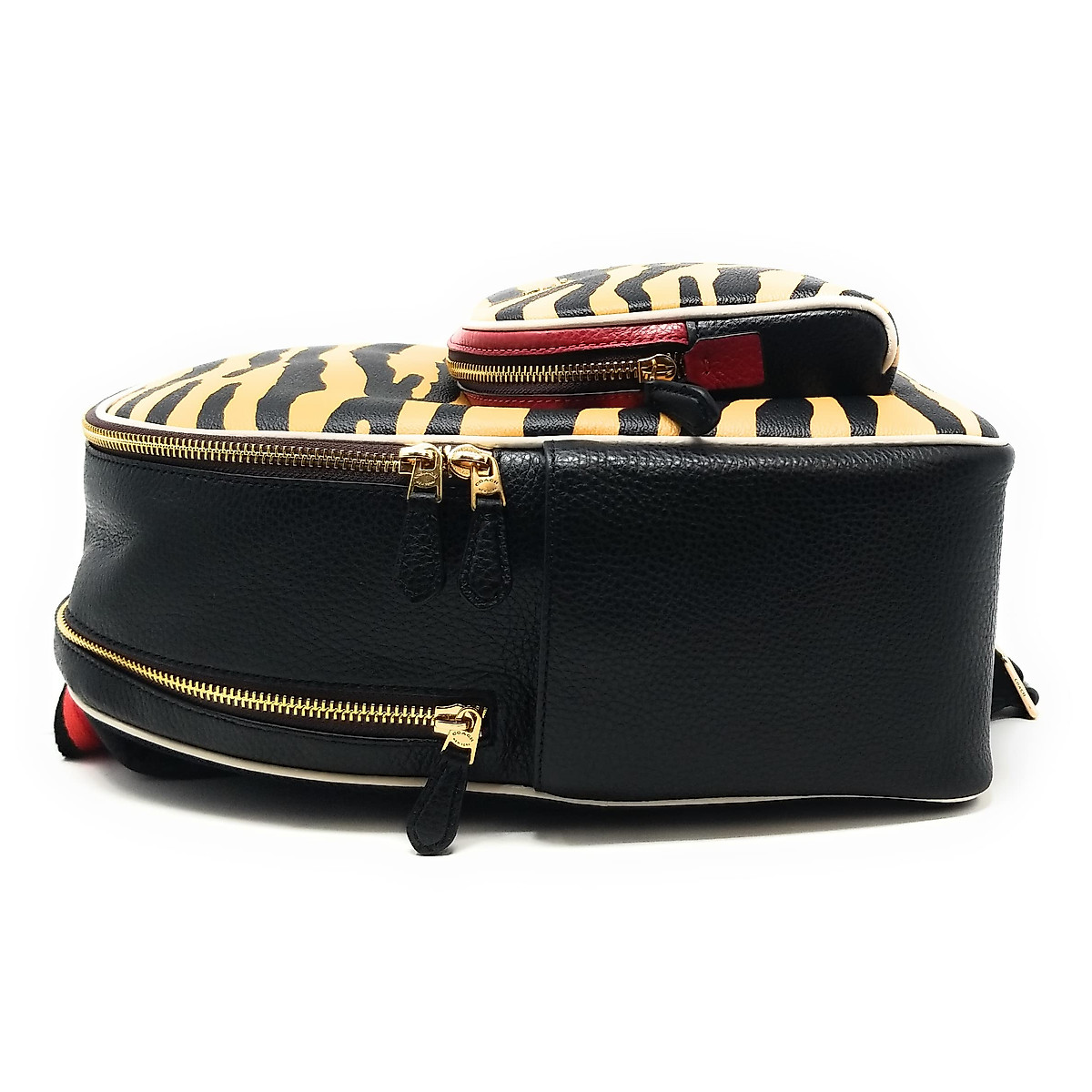 Coach Women's Court Backpack (Coated Canvas - Tiger Print - Honey - Black)