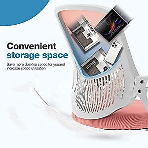 Ergonomic Home Office Chair - Mesh Mid Back Computer Desk Swivel Rolling Task Chair with Lumbar Support, Armrest, Wheels, Sponge Seat Cushions, Pink