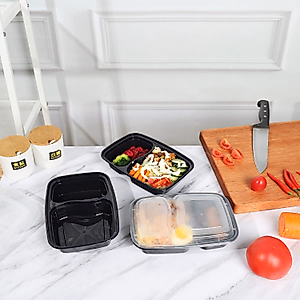 DODHEG 10 Pcs 2 Compartment Food Container, To Go Containers, Meal Prep Container, Meal Prep Containers with Lids, Reusable Bento Box , 34 OZ .