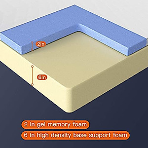 6/8/10/12 inch Gel Memory Foam Mattress for Cool Sleep & Pressure Relief, Medium Firm Mattresses CertiPUR-US Certified/Bed-in-a-Box/Pressure Relieving (8 in, Twin)