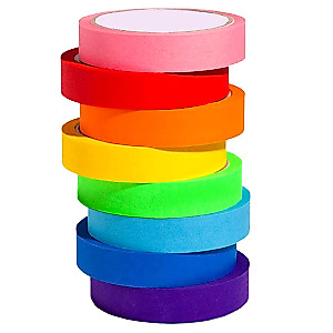 Leotarro Colored Masking Tape, 7 Pack Colored Painters Tape 1inch Craft Tape, Masking Tape,Colorful Craft Tape for Kids Labeling Fun Art DIY, Decorative