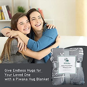 Piwaka Hug Blanket Gifts for Loved One - Cosy Sherpa Fleece Blanket in Grey | Machine Washable Plush Blankets - Heartwarming Gifts | Sentimental Gifts | Get Well Soon Gifts for Women | Get Well Gifts