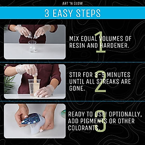 Art ‘N Glow Epoxy Resin for Clear Casting and Coating - 16 Ounce Kit - Perfect for Molds, Crafts, Tumblers, Jewelry, Wood - Food Safe, Non Yellowing, Bubble Free, and Made in The USA