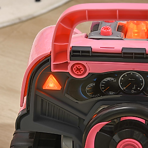 Qaba Kids Truck Engine Toy, Kids Mechanic Car Repair Set, Engine Disassembly Play Workshop, Includes 61 Pieces, Steering Wheel, Horn, Light for 3-5 Years Old, Red