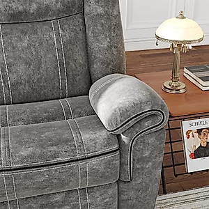 Acme Furniture Zubaida 41" x 87" Modern Velvet Reclining Sofa with USB Dock, 1 Storage Drawer, Tight Back & Seat Cushion, in 2-Tone Gray Finish