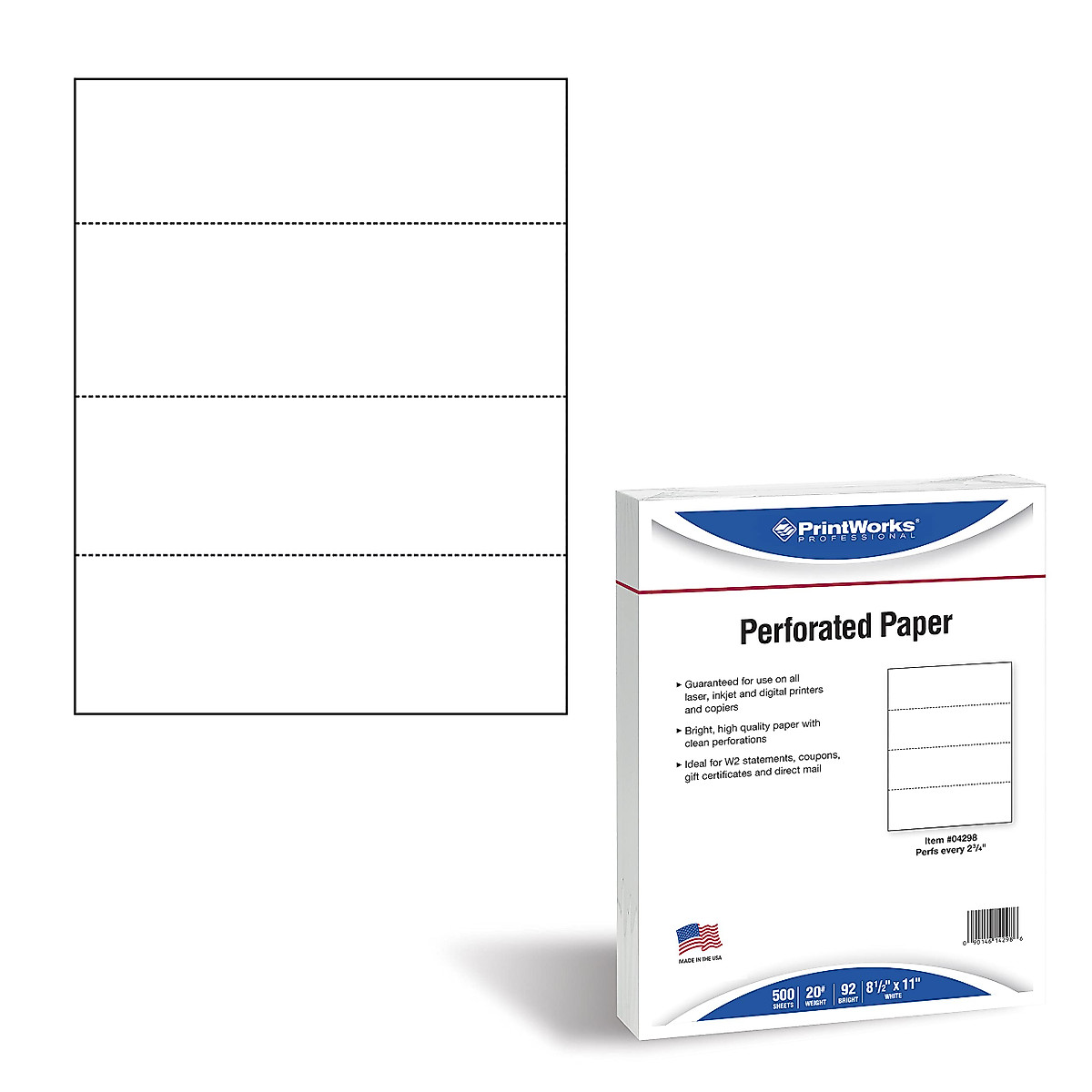 PrintWorks Professional Perforated Paper, 500 Sheets, 4 Part Perf