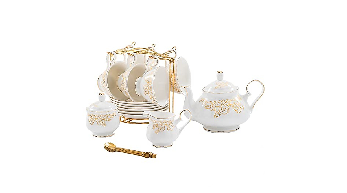 Elegant 22-Piece Porcelain Tea Set for Tea Lovers