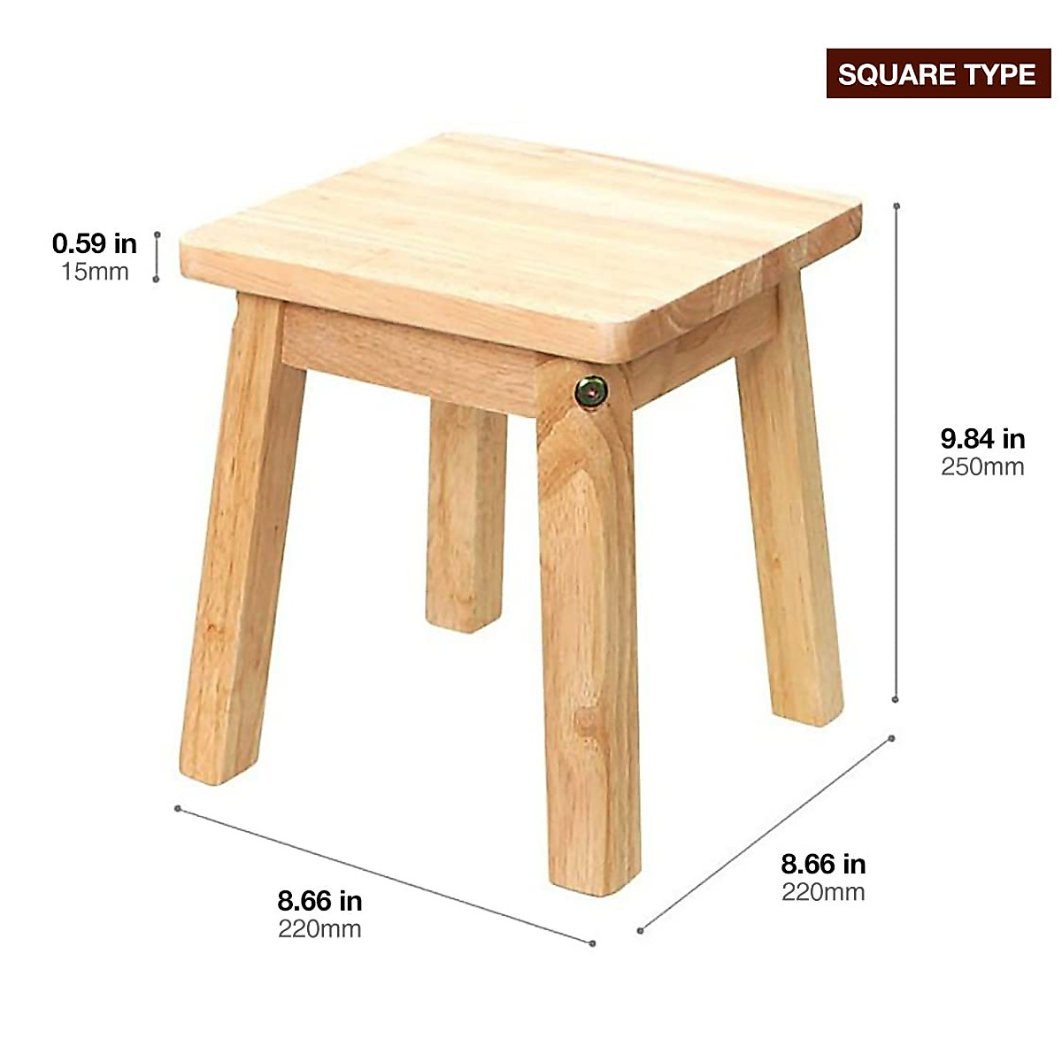 KSG kumsun Wooden Stools – Durable Wooden Stool for Bathroom, Kitchen, Bedroom, Kid’s Room – Square Low Stool with Assembling Kit – Durable and Long-Lasting Design – Practical and Versatile