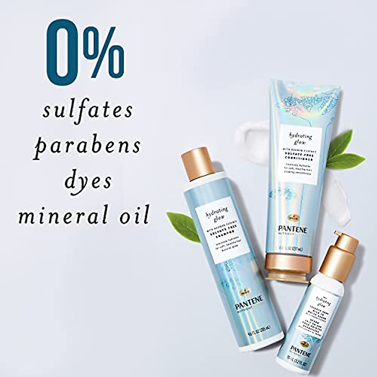 Pantene Hydrating Glow with Baobab Essence Shampoo, Sulfate & Silicone-Free, 9.6 Fl Oz, 2.598 Fl Oz