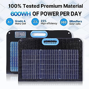 Nicesolar 100W Bifacial Portable Solar Panel 100 Watt Foldable Solar Charger for Power Station Solar Generator, with USB A&C PD 65W for Laptop Smartphone Tablet Power Bank Camping RV Outdoor