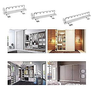 KUOTIAN Silver Metal Closet Valet Rod, Heavy Duty Retractable Clothes Rack for Closet 12.2 to 18 inch (6 Balls)