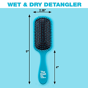 The Knot Dr. hair brush by Conair - Detangling hair brush - Removes Knots and Tangles in wet or dry hair - detangler brush - Blue