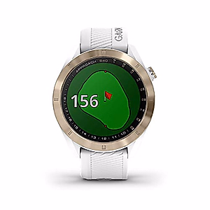 Garmin Approach S40, Stylish GPS Golf Smartwatch, Lightweight With Touchscreen Display, White/Light Gold