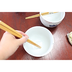 ラーメンボウル [Set of 2] Japanese Porcelain Ceramic Bowls w Chopsticks Ramen Soup Noodle Porridge Menudo Ramen Udon Pasta Cereal Ice cream Pho Rice Instant Noodle ~ We Pay Your Sales Tax (Puffer Fish)