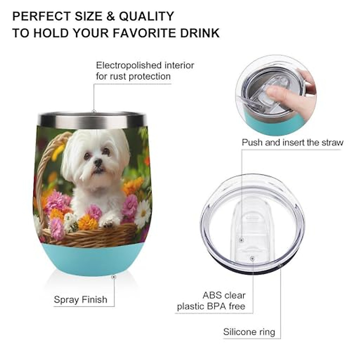 Shih Tzu Dog Flower Basket Insulated Tumbler with Lid Stainless Steel Coffee Mug Cute Wine Tea Water Cup Green-style