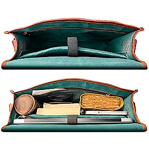 RUSTIC TOWN 14 inch Vintage Crossbody Genuine Leather 13.3-inch Laptop Messenger Bag Gifts for Him Her (Medium, Brown)