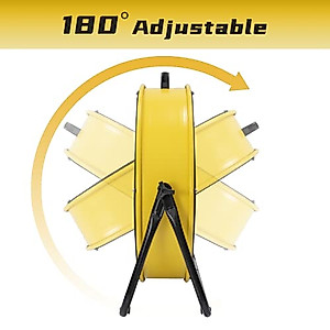 HiCFM 8200 CFM 24 inch Portable High Velocity Drum Fan With Powerful 1/3 HP Motor, Turbo Blade, 3 Speed Low Noise Design and 9ft Power Cord for Air Circulation, Convenience - UL Listed