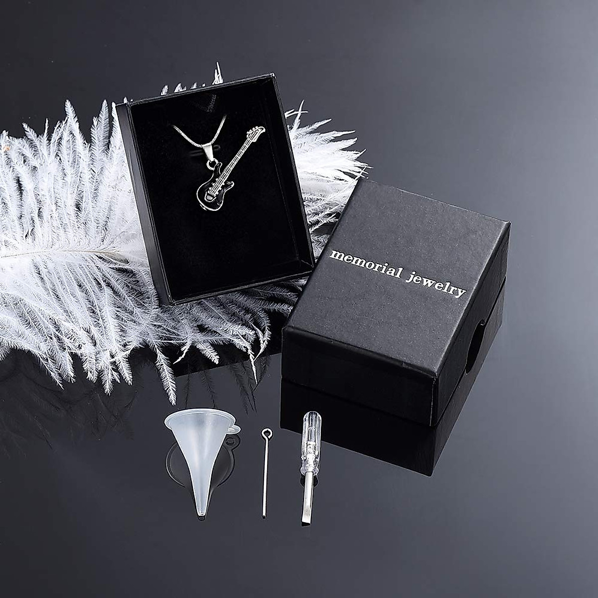 memorial jewelry Musical Instrument Cremation Necklace for Women&Men Guitar Urn Necklace for Ashes