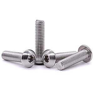 #10-32 x 3/4" (50 PCS) Button Head Socket Cap Bolts Screws, 304 Stainless Steel 18-8, Allen Hex Drive, Full Thread
