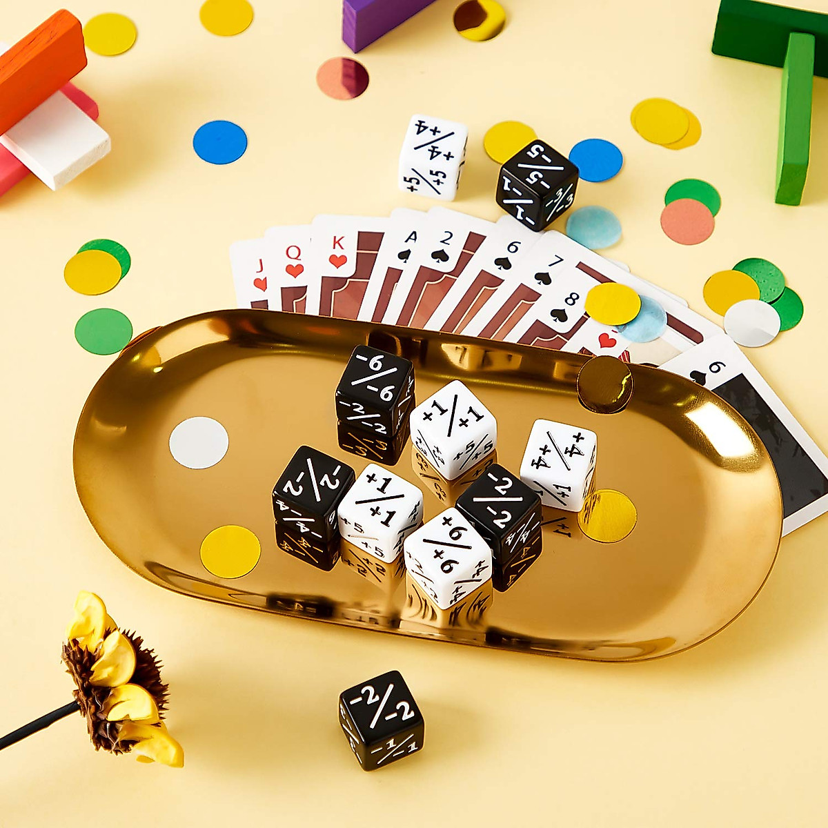 Sumind 48 Pcs Dice Counters Token Dice Loyalty Dice D6 Dice Cube Compatible with MTG, CCG, Card Gaming Accessory