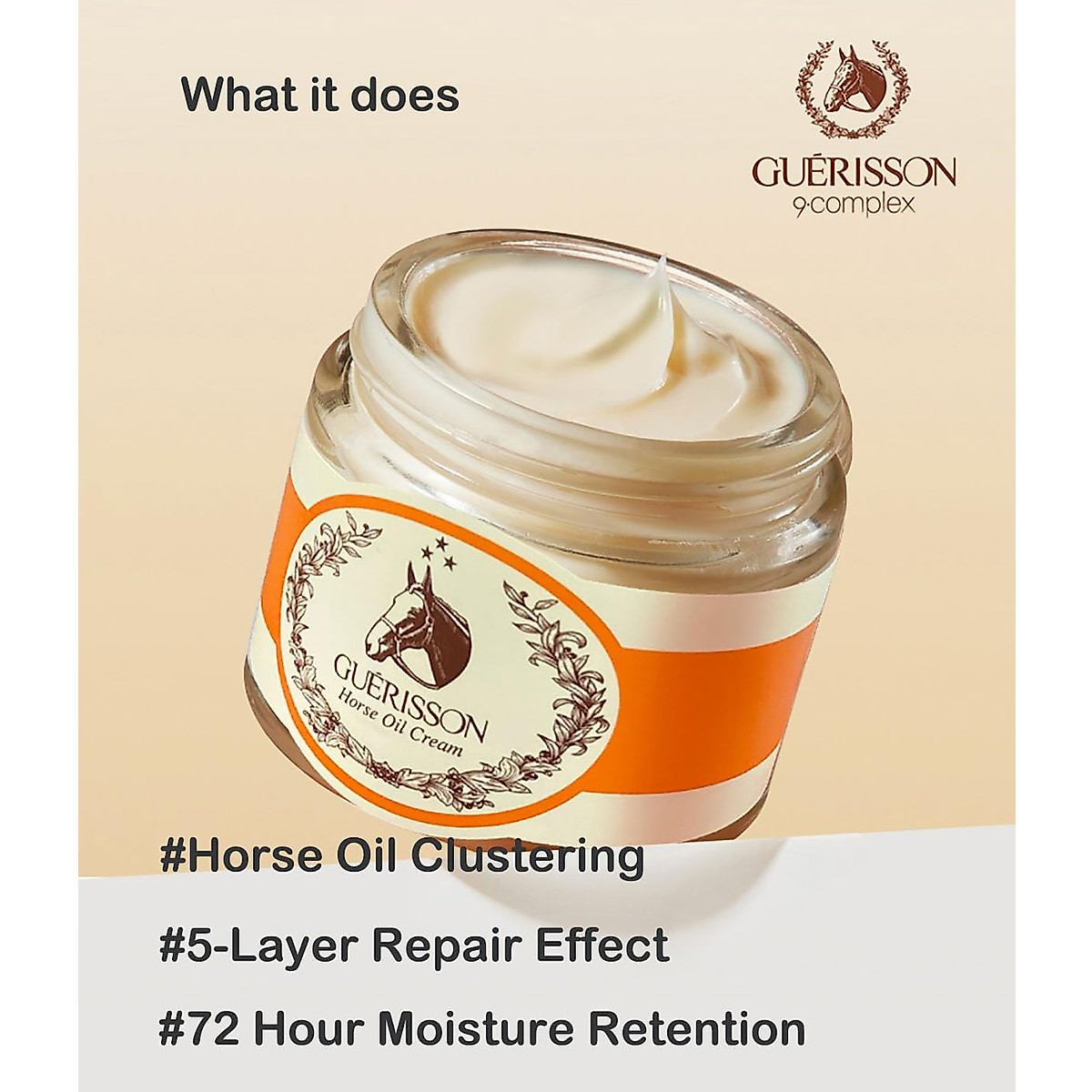 GUERISSON 9 Complex Cream 2.0 oz (70g), Long lasting Hydration, Moisturizing Cream, K Beauty Skin Care, Lifting Skincare, Horse Oil Rejuvenating, Skin Moisturizer, Moisturizing Face Cream