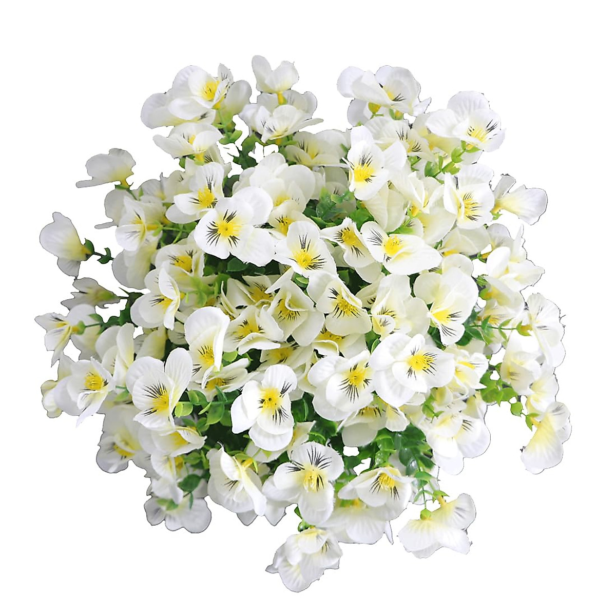 URSTOUD 6 Bundles Artificial Orchid Flowers, Fake Artificial Greenery UV Resistant No Fade Faux Plastic Flowers for Wedding Bridal Bouquet Indoor Outdoor Home Garden Kitchen Office Table Vase(White)