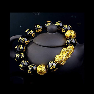 Black Obsidian Wealth Bracelet, 3 Pcs Good Luck Pi Xiu Bracelets for Women Men Attract Health Wealth Money Jewelry