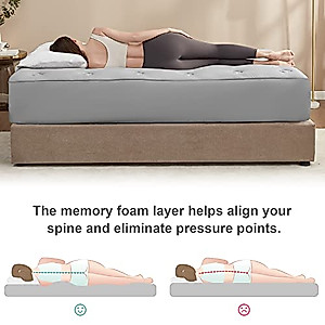 Hansleep Memory Foam Mattress Pad Twin XL, Pillow Top Mattress Topper Twin XL for College Dorm Room Essentials, Breathable Mattresses Cover for Back Pain Relief, 39" x 80", Light Grey