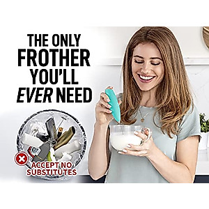 Zulay Original Milk Frother Handheld Foam Maker for Lattes - Whisk Drink Mixer for Coffee, Mini Foamer for Cappuccino, Frappe, Matcha, Hot Chocolate by Milk Boss (Ocean Aqua)