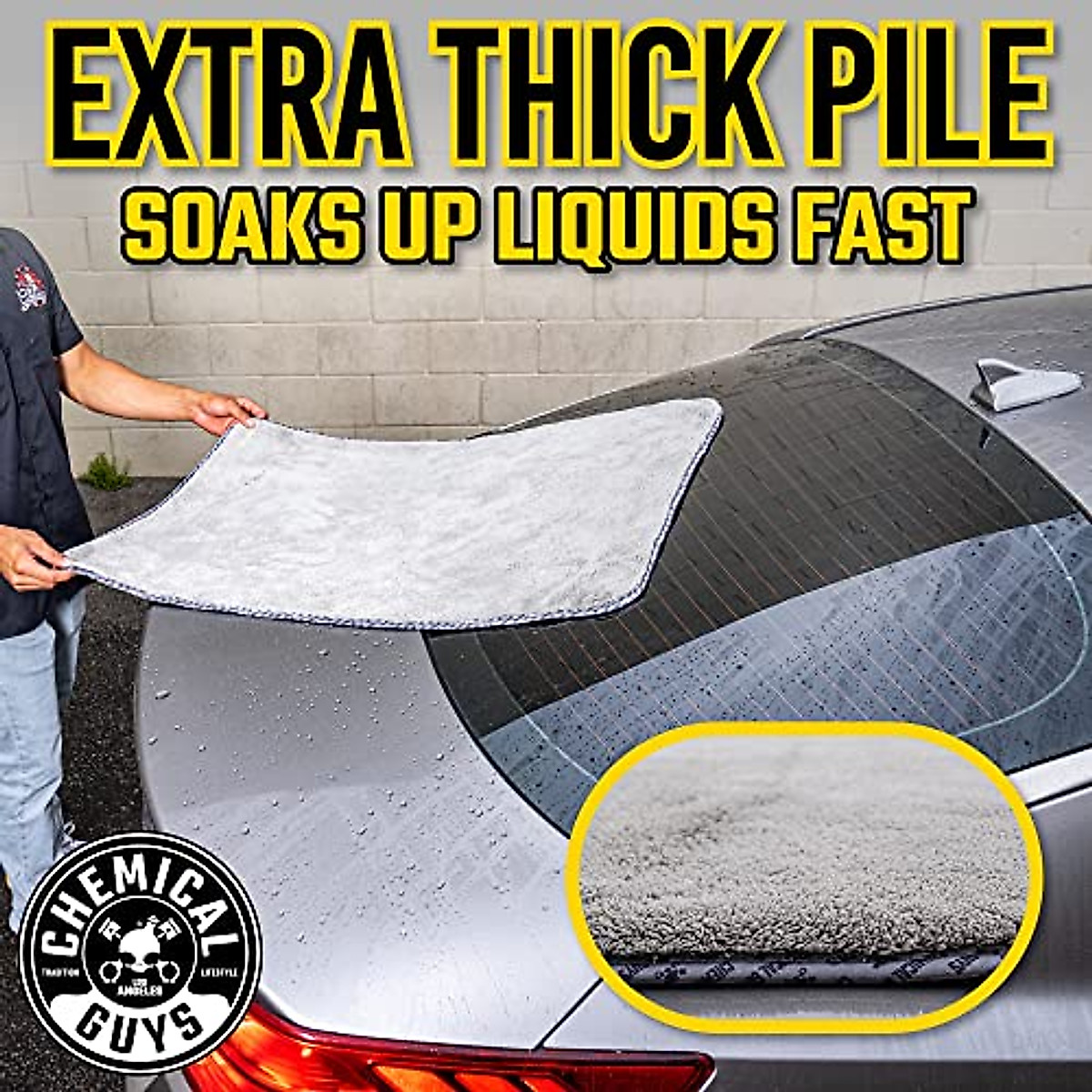 Chemical Guys MIC1995 gray Woolly Mammoth Microfiber Dryer Towel (36" x 25")