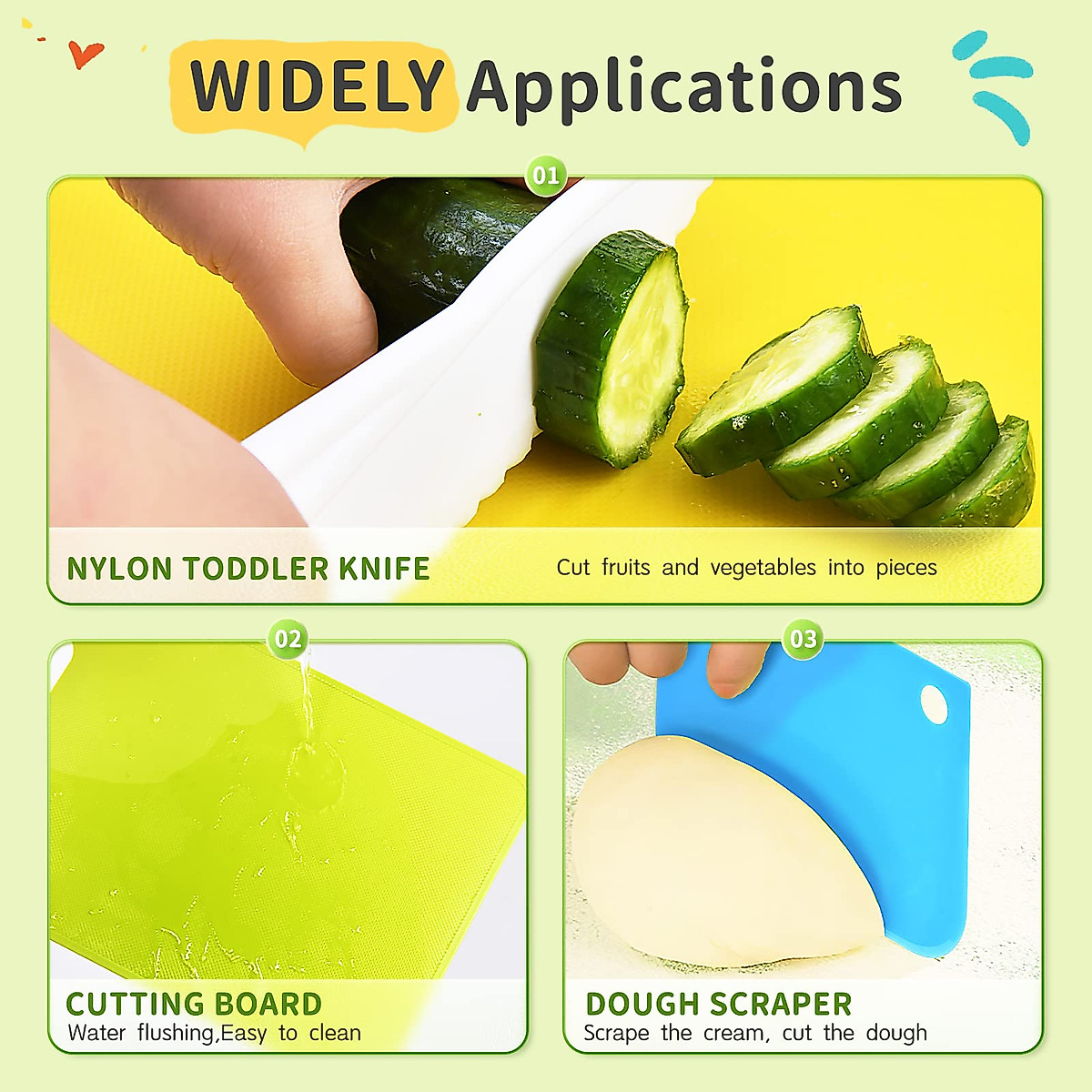 Montessori Kitchen Tool for Toddlers, Wulumu 15Pcs Kids Cooking Set Real Children Safe Kitchen Set Include Toddler Knives Cutting Boards Peeler Rolling Pin for Toddler Birthday Gift Christmas