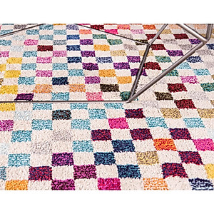 Unique Loom Chromatic Collection Modern Geometric & Vibrant Abstract Area Rug for Any Home Décor, 9 ft x 12 ft, Multi/Beige