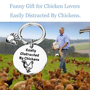 Lywjyb Birdgot Easily Distracted By Chickens Keychain (Easily Distracted By Chickens)