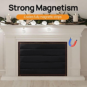 TURBRO Magnetic Fireplace Cover, 45” W x 34” H Magnetic Fireplace Draft Blocker, Indoor Vent Insulation Draft Stopper, Prevent Heat and Cold Air Loss, fits for Iron and Brick Frame, with Sticky Tapes