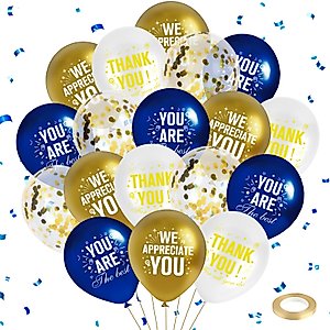 Thank You Balloons We Appreciate You Decorations Blue and Gold Employee Appreciation Balloons Decorations Employee Staff Appreciation Gifts Thank You for All You Do Balloons for Staff Teacher Nurse