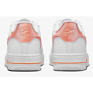 Nike Big Kid's Air Force 1, White/Safety Orange, 5.5 Big Kid