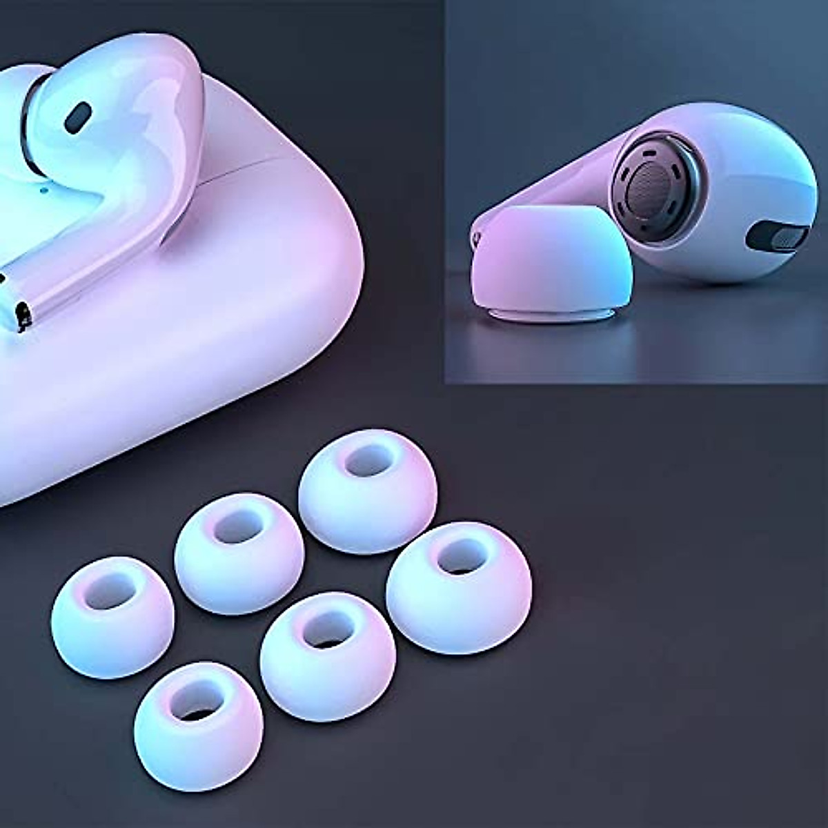 Replacement Ear Tips Ear Hooks for AirPods Pro Silicon Ear Buds Tips with Portable Storage Box Fit in The Charging Case (4 Pairs)