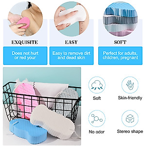 2022 New Super Soft Exfoliating Bath Sponge, 4PCS Ultra Soft Bath Body Shower Sponge, Reusable Spa Scrub Exfoliator Dead Skin Remove, 3D Body Sponge for Adults Children and Pregnant Women