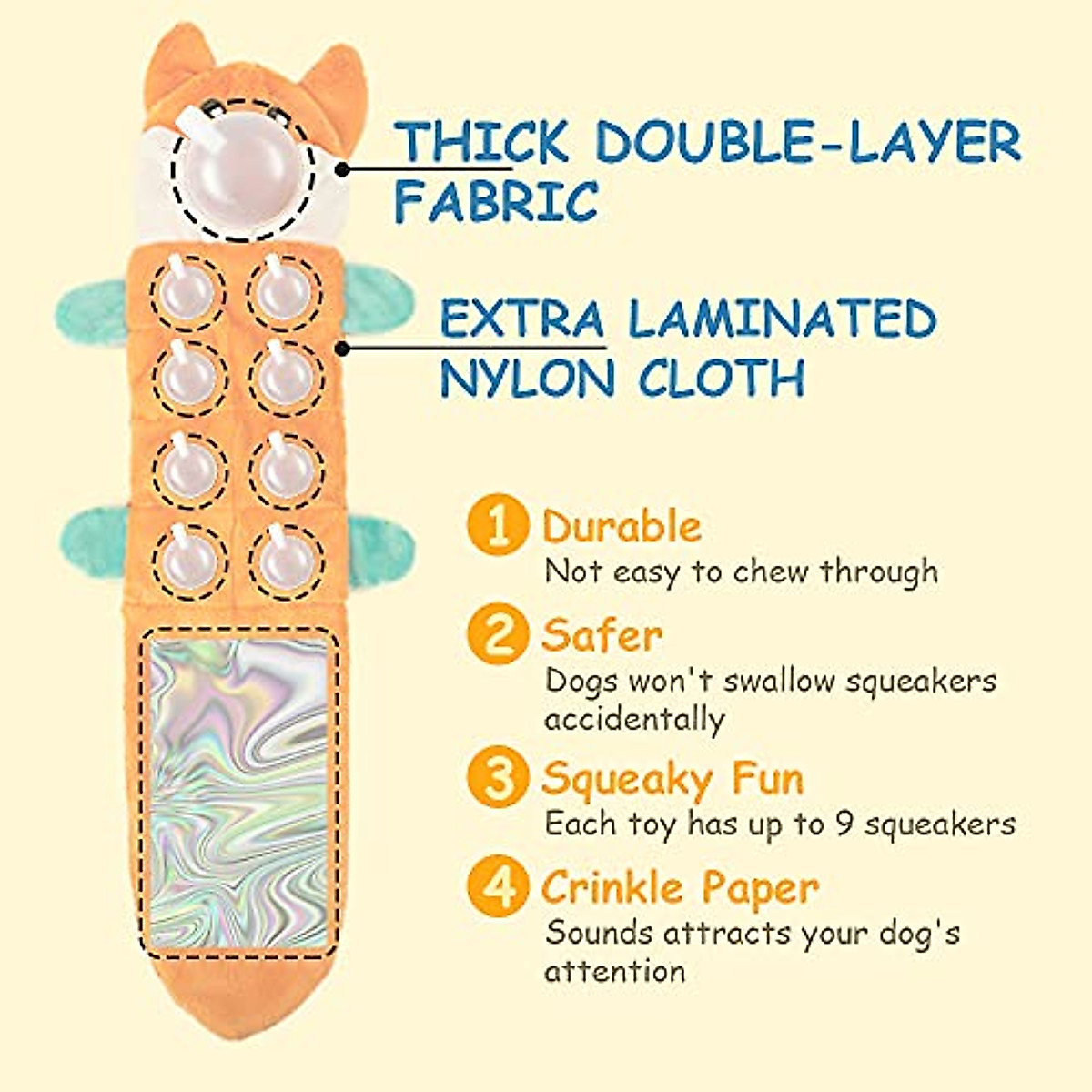 AWOOF No Stuffing Dog Toy, Crinkle Squeaky Dogs Teething Chew Toys Set for Small Medium Large Breed Puppies Aggressive Chewers,Durable Birthday Interactive Plaything Dogs Doggies Toys Bulk