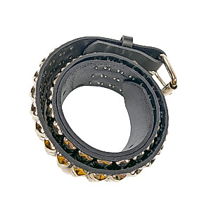 Three Row Pyramid Stud Belt Made In USA Genuine Leather Punk Goth Thrash Metal (L-36)