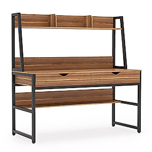 Tribesigns Large Computer Desk with Bookshelf and Drawers, Writing Desk Gaming Gamer Table with Storage and Hutch, 47 “Wood and Metal Craft Table for Home Office