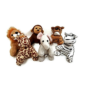 Playscene Suede Jungle/Zoo Animals, Assorted Suede Plush Jungle Animals (12 Piece Set)
