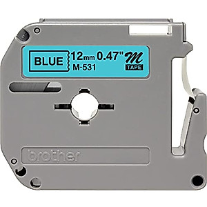 Brother M531 M Series Labeling Tape for P-Touch Labelers, 1/2-Inch W, Black On Blue