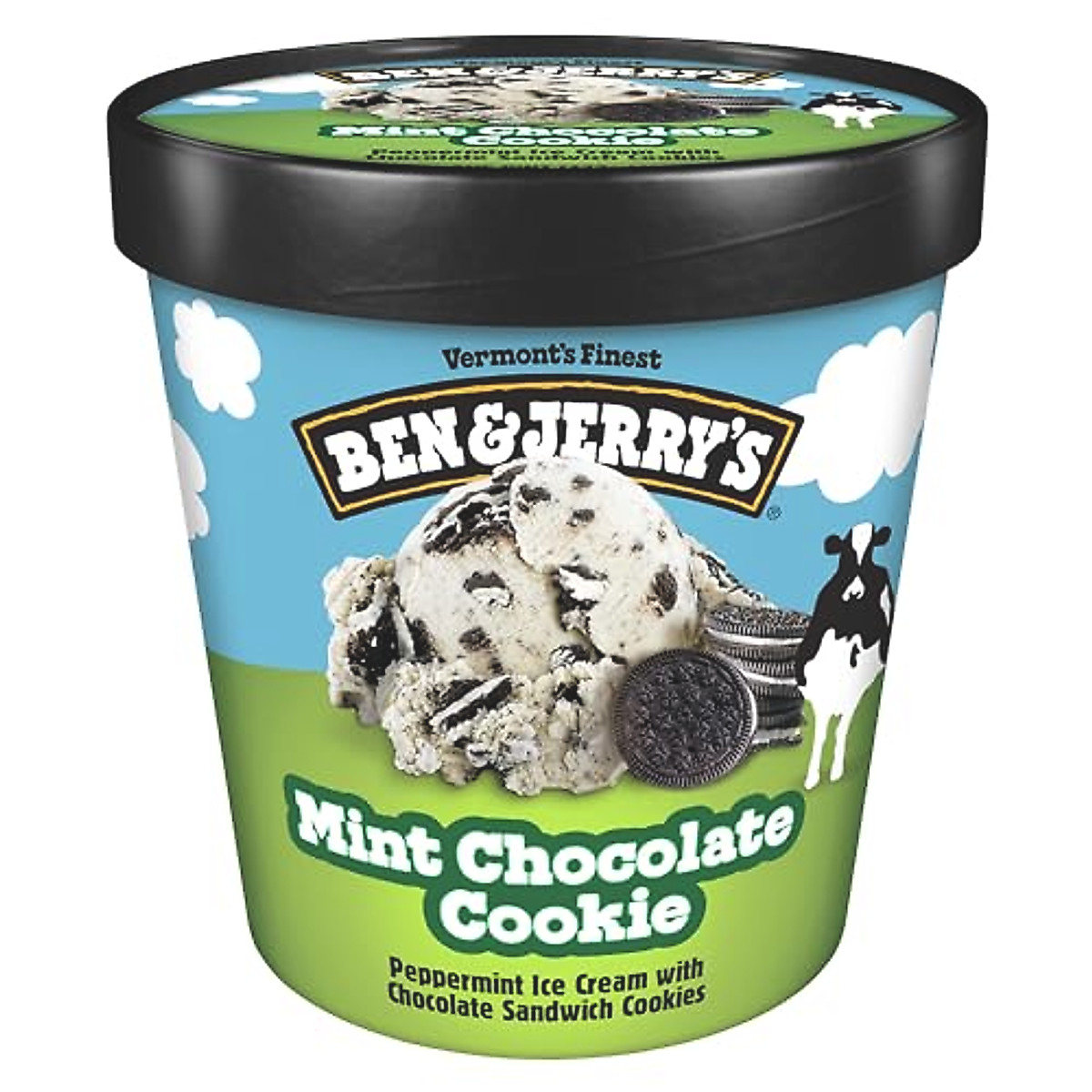 Ben & Jerry's Mint Chocolate Cookie Peppermint Ice Cream Pint Non-GMO 16 oz