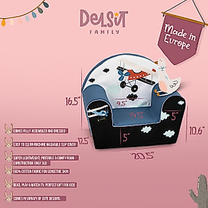 Delsit Lightweight Toddler and Kid Sized Frameless Foam Chair with Removable Cover for Bedrooms, Playrooms, and Living Rooms, Midnight Plane
