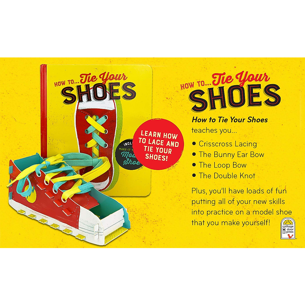 2-Pack How To... Board Books - How to Tie Your Shoes & How To Tell Time, Interactive Educational Bundled Set, Ages 3-9