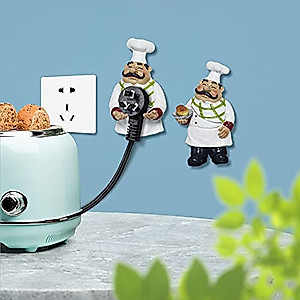 Yosoo Wall Hook Cartoon Chef Figurine Self‑ACreative Cartoon Hook dhesive Hanger Hotel Dining Room Bedroom Kitchen Decoration(BS081/82)