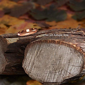 IVY & BAUBLE 99% Uncoated Solid Copper Ring Band for Men & Women | Made In USA | 3mm | Size 8