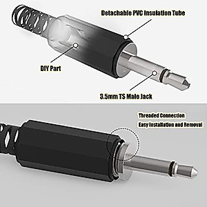 Ancable 4-Pack TS Mono Male Plug 1/8" 3.5mm Solder Type DIY Audio Cable Connector