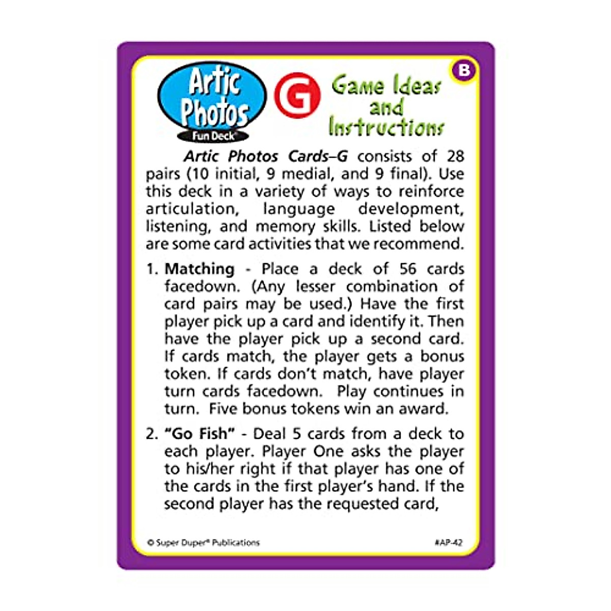 Super Duper Publications | Articulation Photos G Fun Deck Flash Cards | Educational Learning Resource for Children